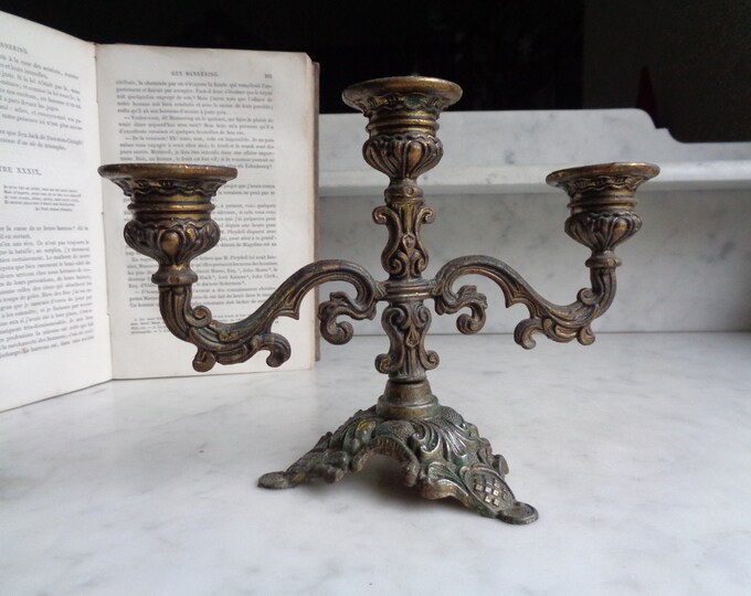 Italian Baroque Candlestick, 3 Branch Candle Holder, Mid Century, Italy ...
