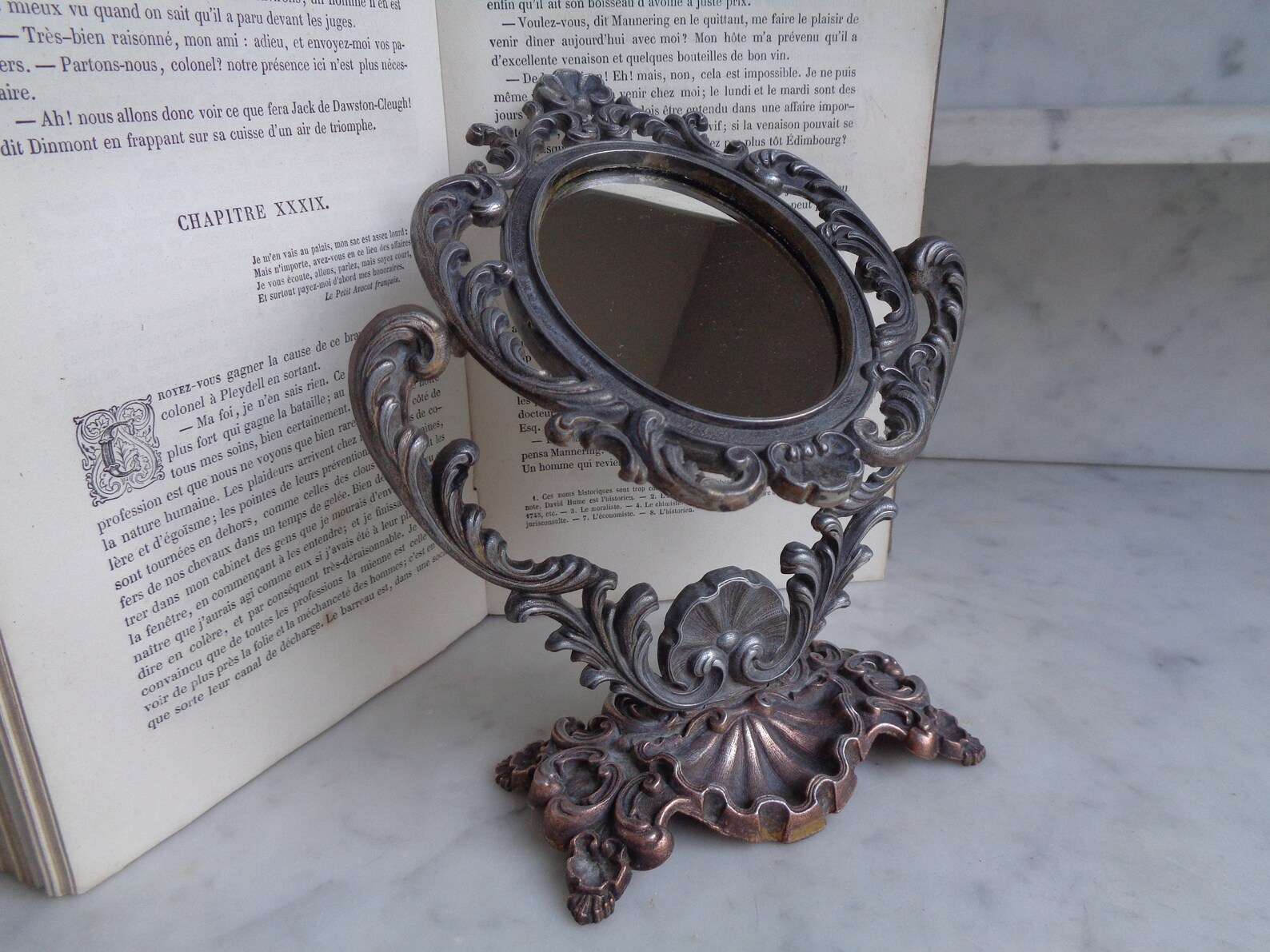 Psyché Standing Mirror in Aged Metal Small Table Mirror - Etsy