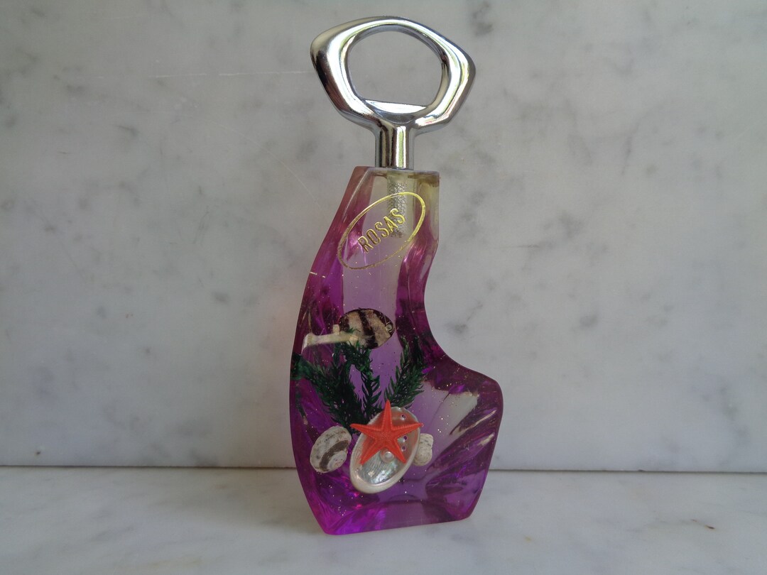 Resin Inclusion Bottle Opener, Starfish, Seaweed and Shells, Rosas ...