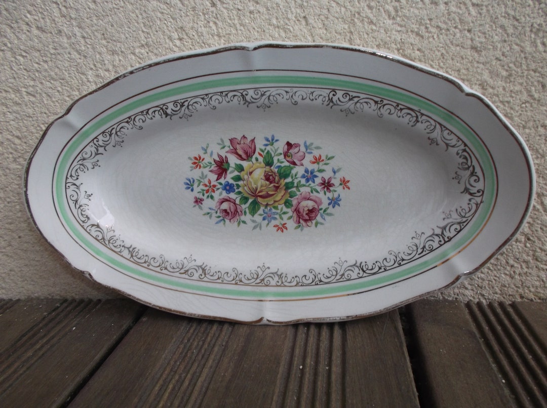 Small Old Oval Dish in Retro Porcelain Shabby Chic White With Small ...