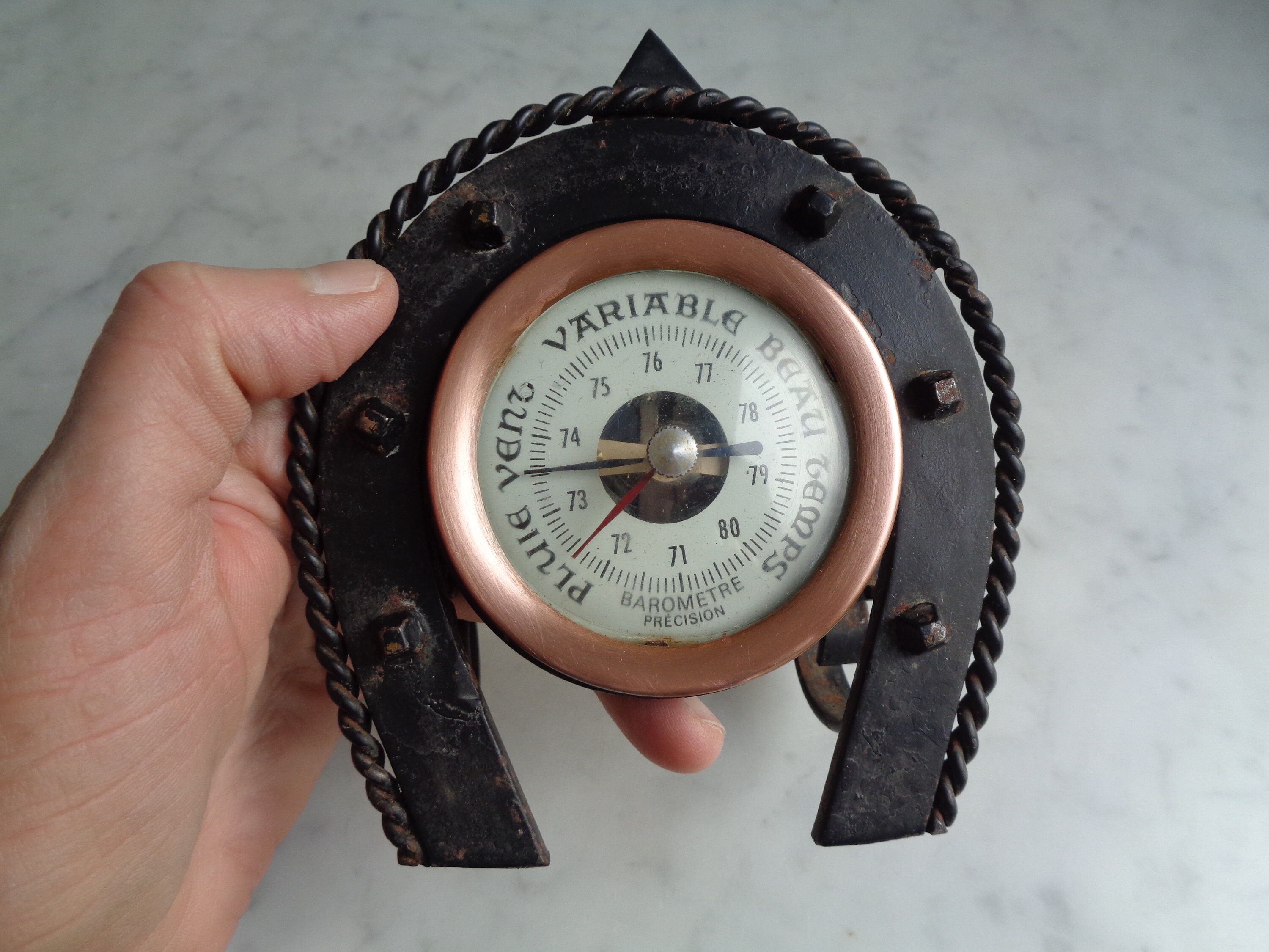Wrought Iron Barometer in the Shape of a Horseshoe 60s Style - Etsy