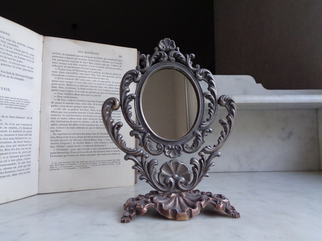Psyché, Standing Mirror in Aged Metal, Small Table Mirror, Baroque ...
