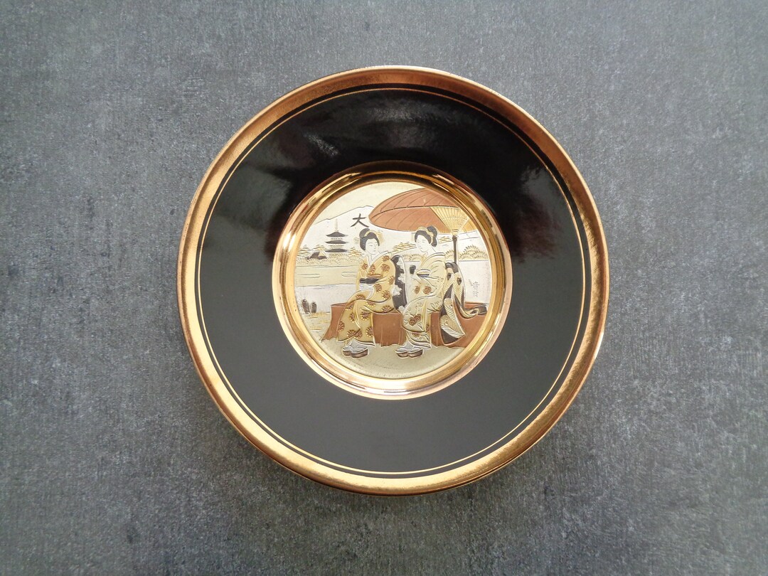 The Art of Chokin, Japanese Plate, Engraved Metal From Japan, Gold and ...