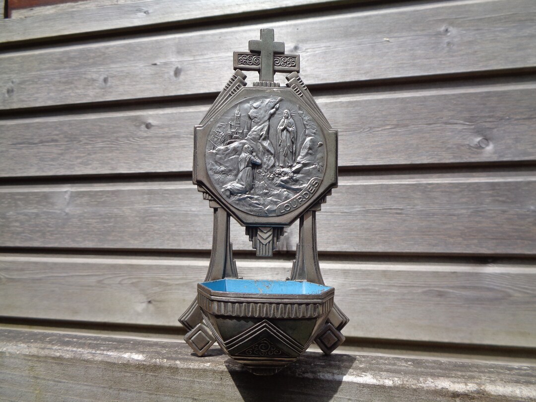 Wall Stoup, Souvenir of Lourdes, the Apparition of the Virgin ...
