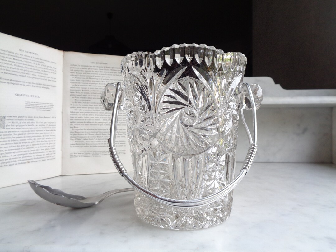 Ice Bucket From the 1960s / 1970s, in Chiseled Crystal Glass, Geometric ...