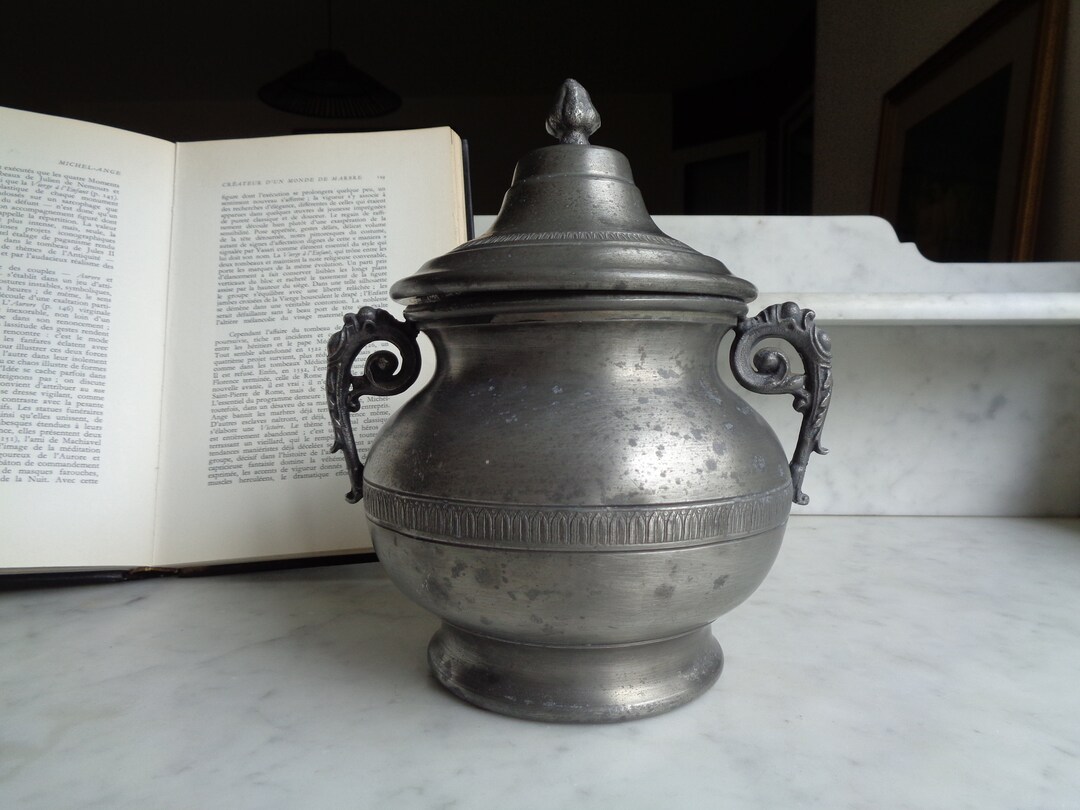 Small Shabby Chic Pewter Tureen, Jar With Lid, Vintage French Decor ...