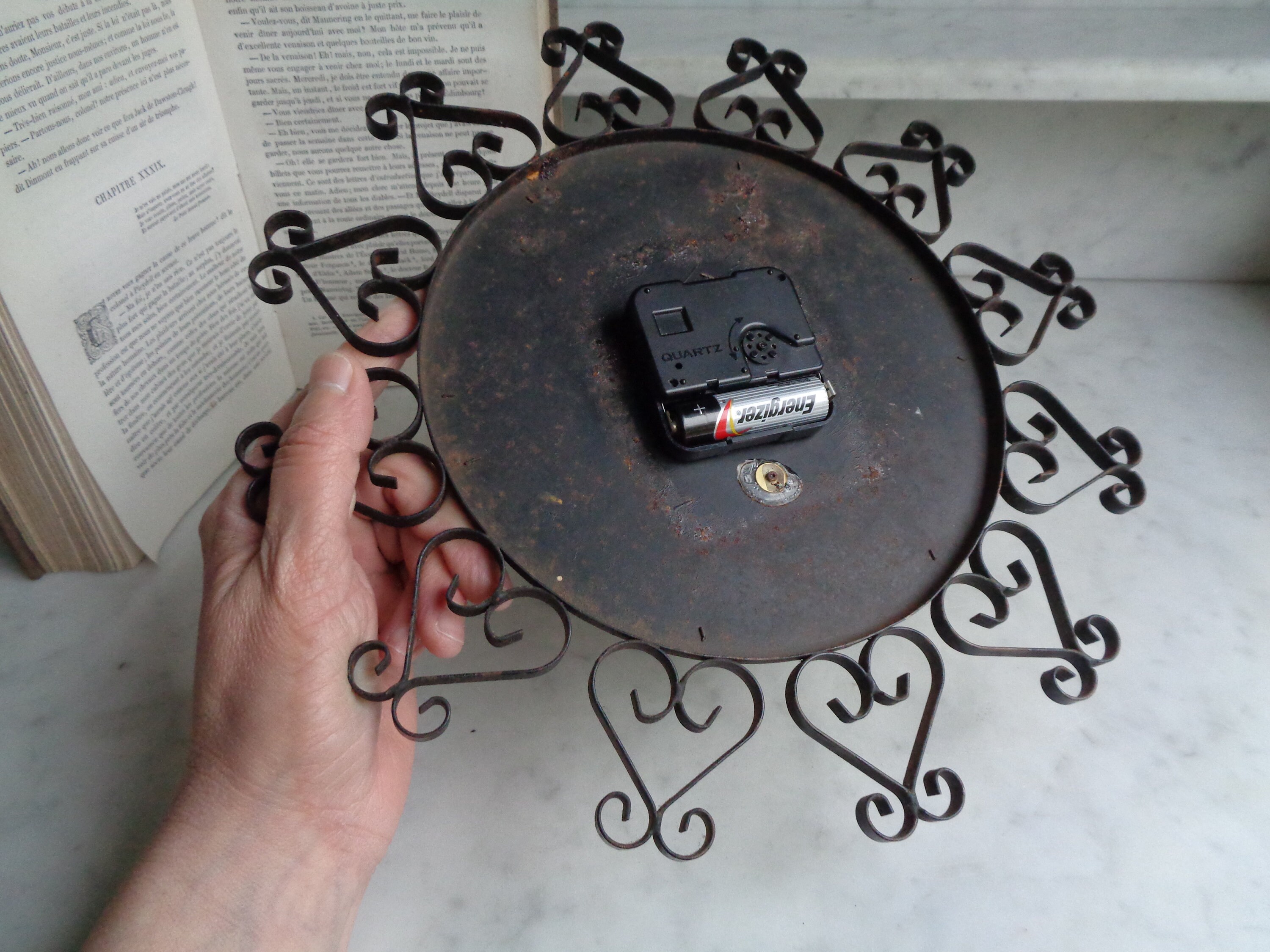 Bayard Wall Clock With Wrought Iron Outline, Vintage Pendulum From the ...