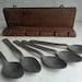 Pewter Spoons on Rustic Wooden Peg, Antique Kitchen Utensils, French ...