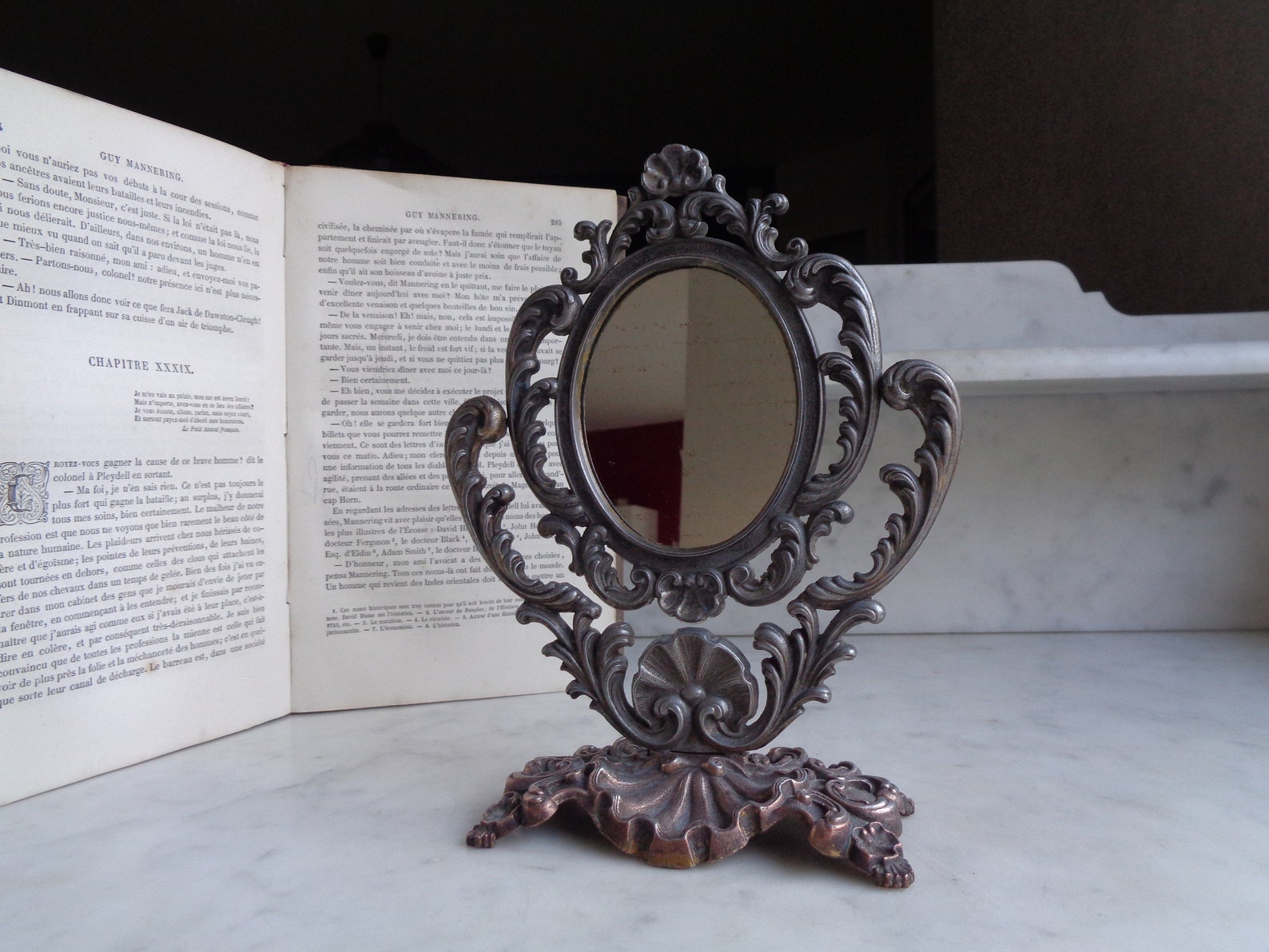 Psyché Standing Mirror in Aged Metal Small Table Mirror - Etsy