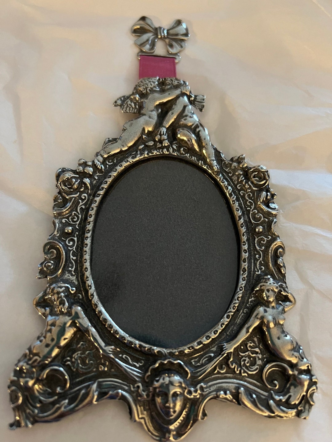 Vintage Pewter Wall Frame Angelic Art Nouveau Rose Raised Ornate ...