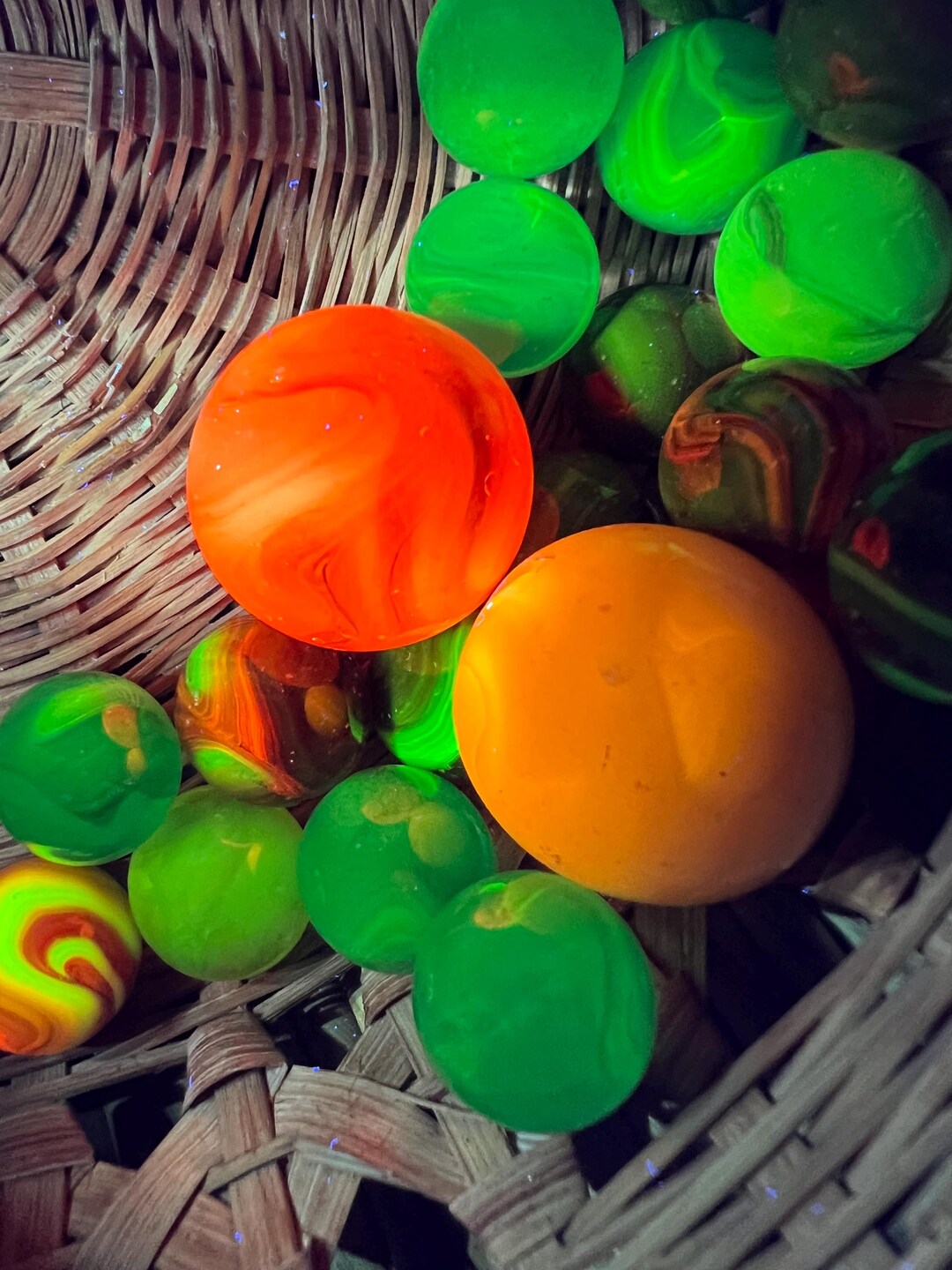 Vintage Marbles 20 Classics UV 365nm Blacklight Reactive Premium Glass ...