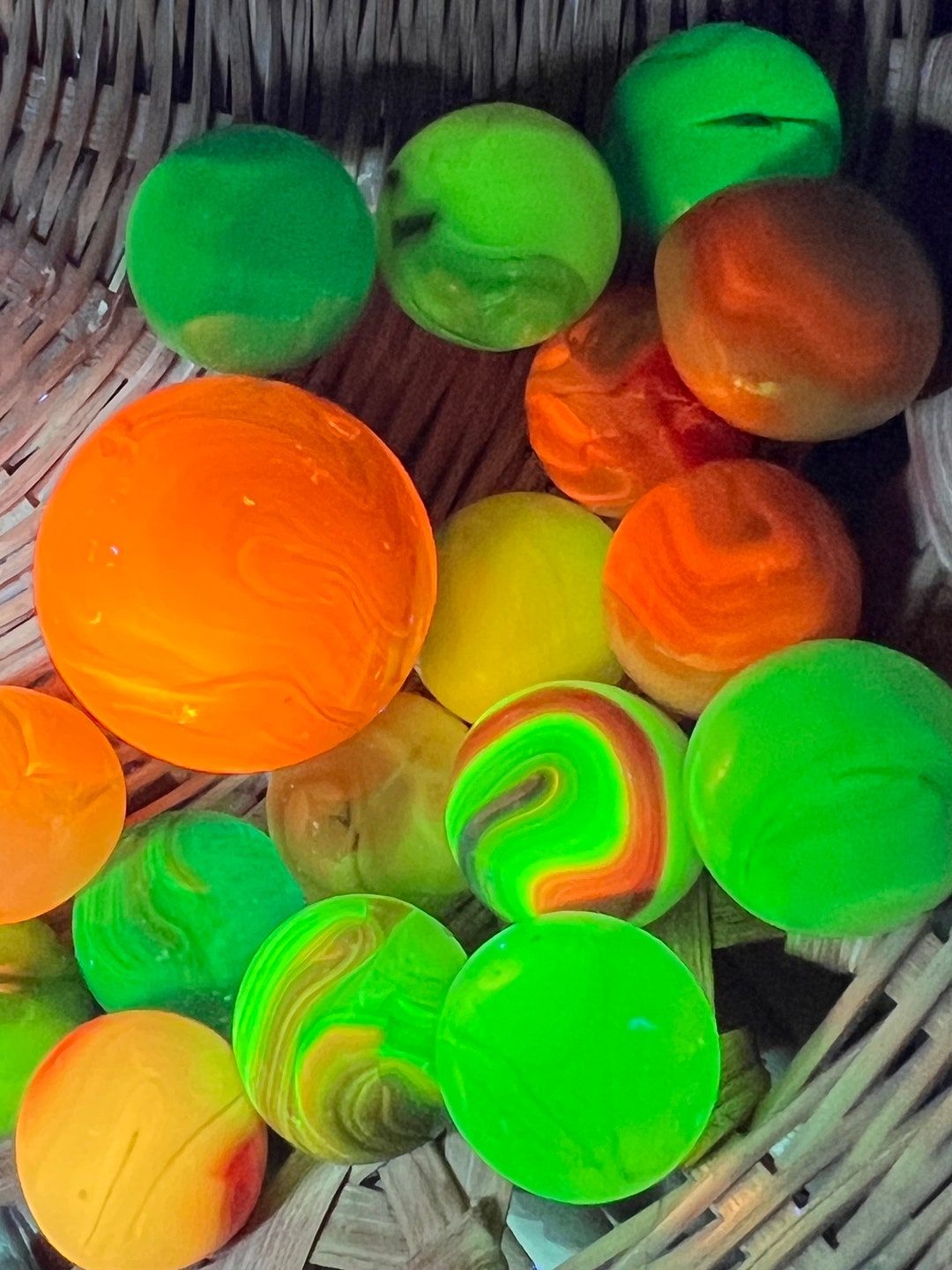 Vintage Marbles 17 Classics UV 365nm Blacklight Reactive Premium Glass ...