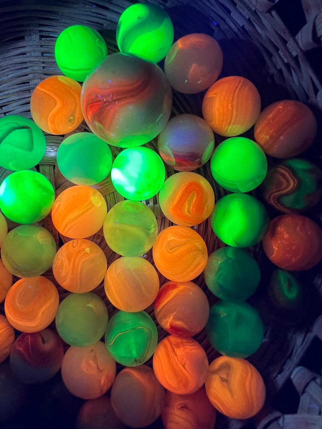 Vintage Marbles 58 Classics & Shooter UV 365nm Blacklight Reactive ...