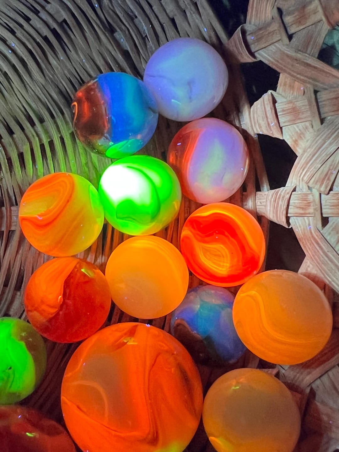 Vintage Marbles 20 Classics UV 365nm Blacklight Reactive Premium Glass ...