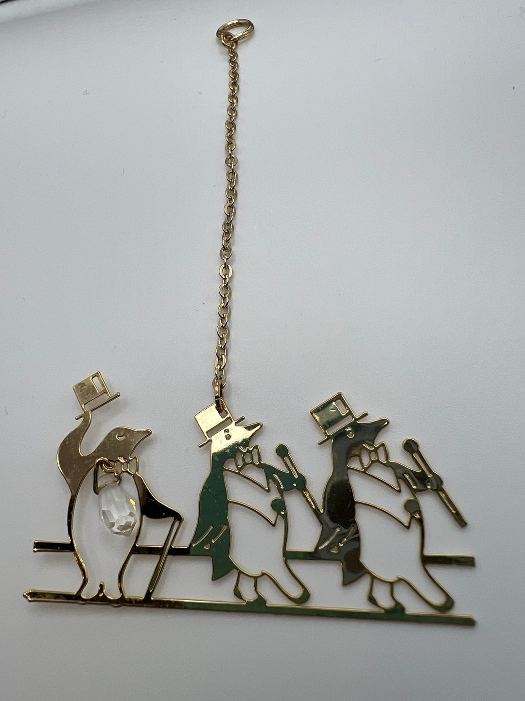 Vintage Penguin Penguins Ornament Suncatcher Sun Catcher 1.25” Chain 3 ...