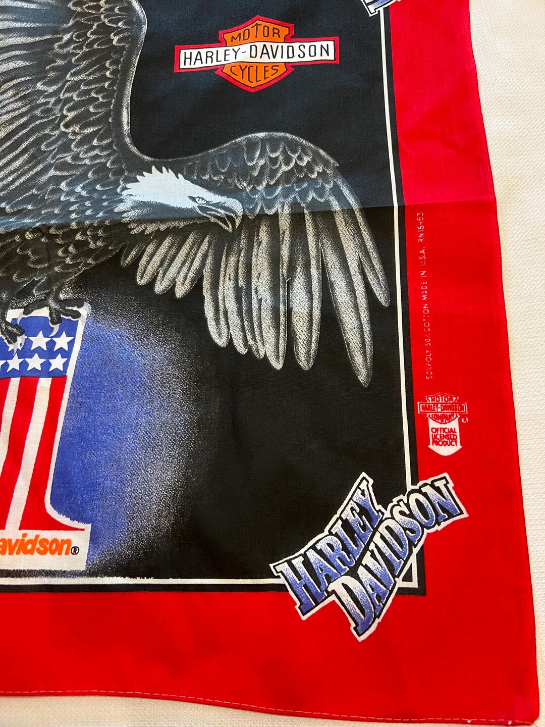 Vintage Harley Davidson Motor Company Motorcycle Star Stripe Scarf ...