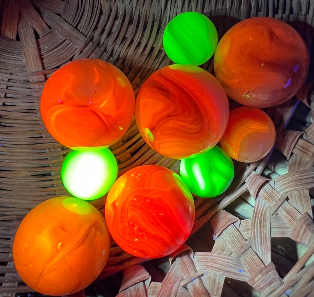 Vintage Marbles 9 Classics UV 365nm Blacklight Reactive Premium Glass ...