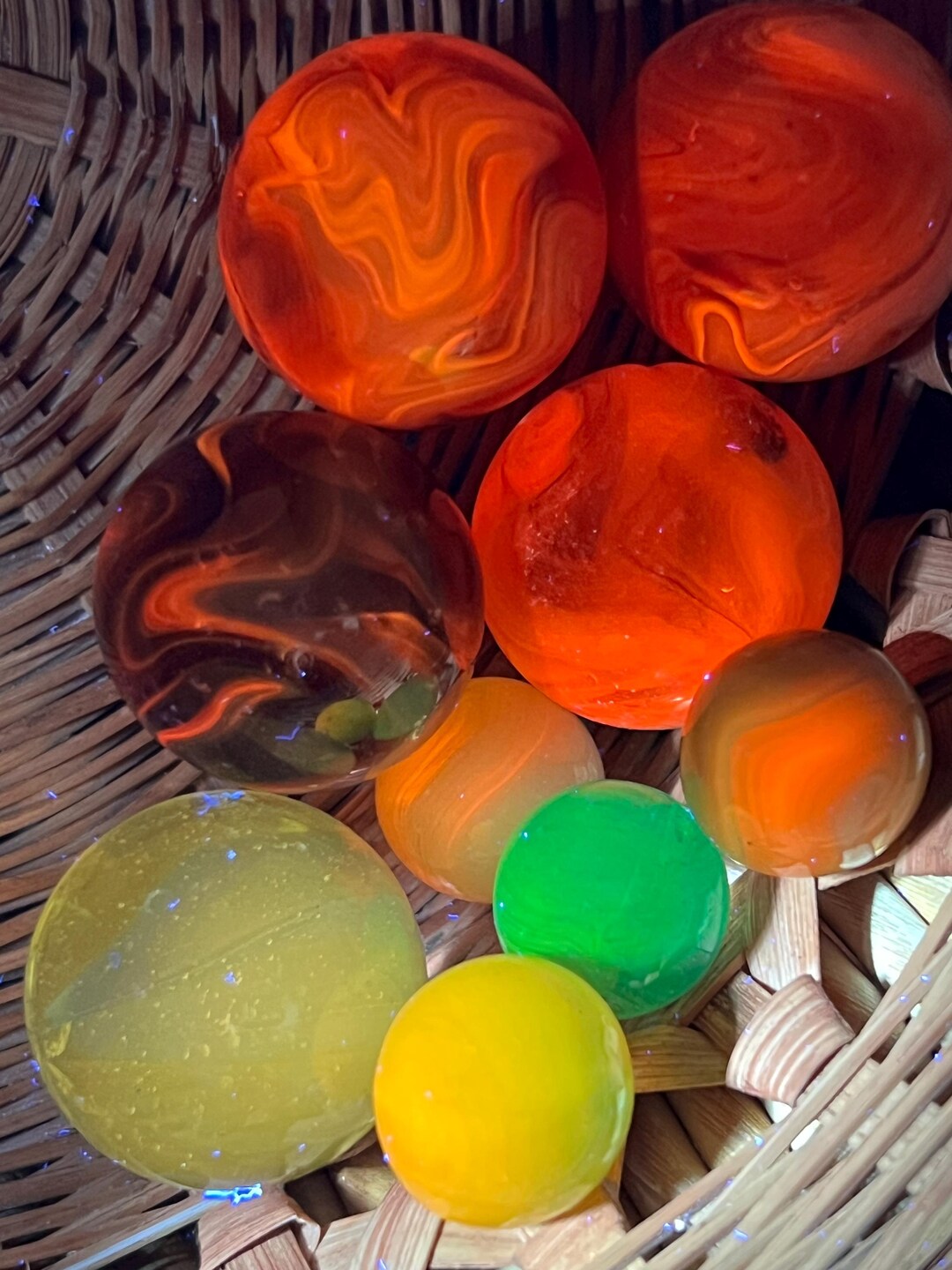Vintage Marbles 9 Classics UV 365nm Blacklight Reactive Premium Glass ...
