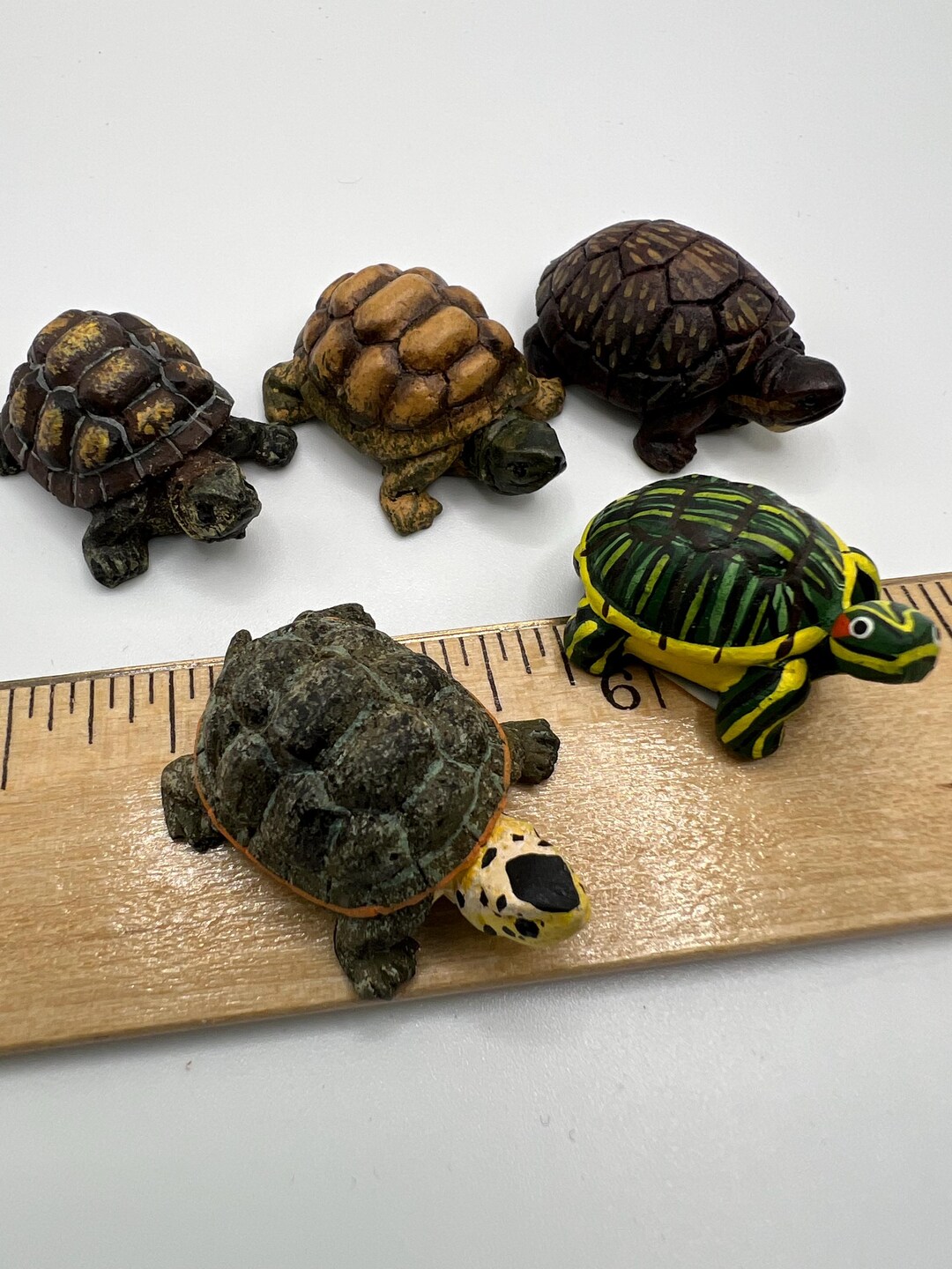 Vintage Miniature Lot Resin Turtle Figurine Detailed Tiny Cute Pond ...