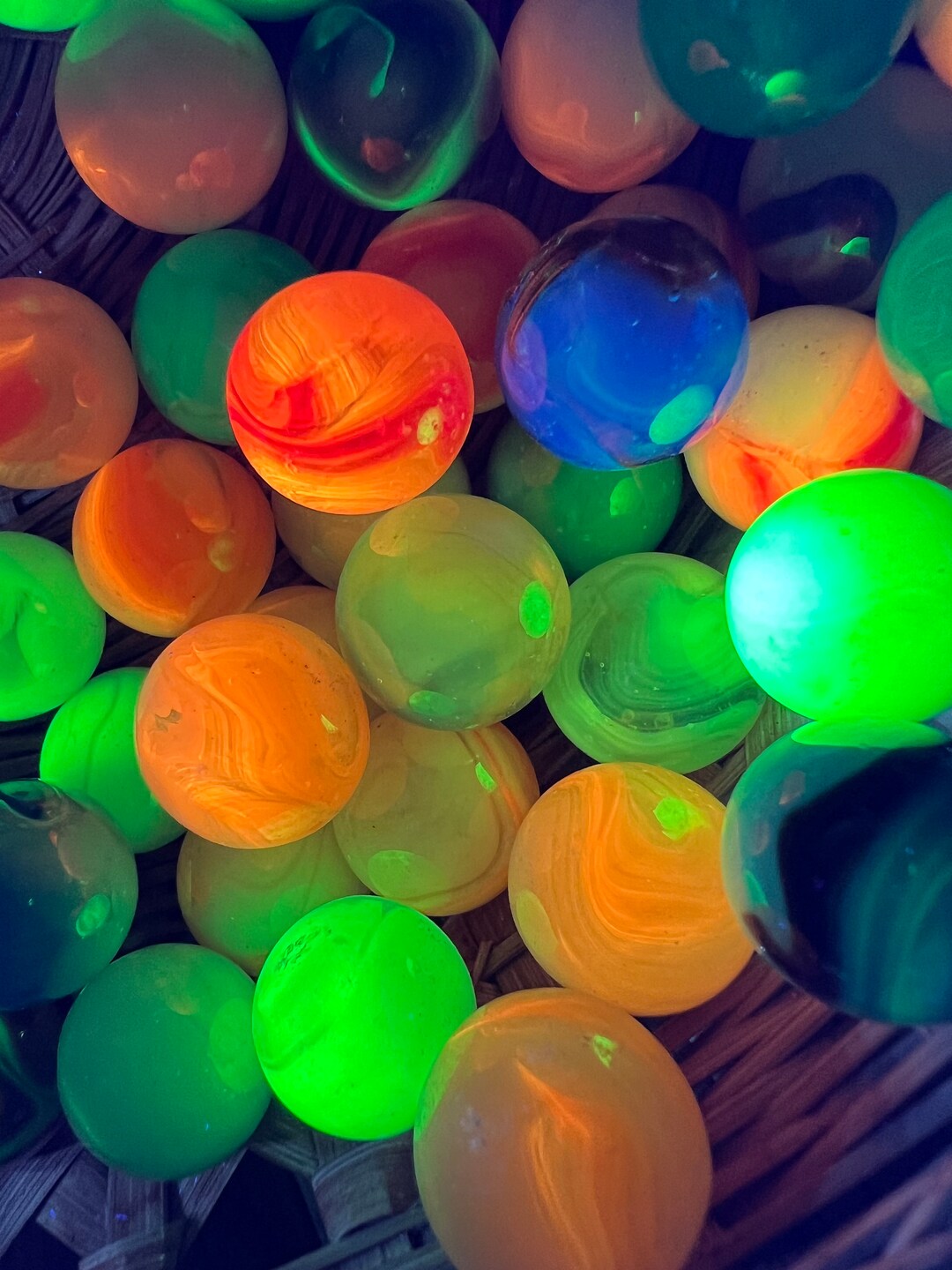 Vintage Marbles 58 Classics UV 365nm Blacklight Reactive Premium Glass ...