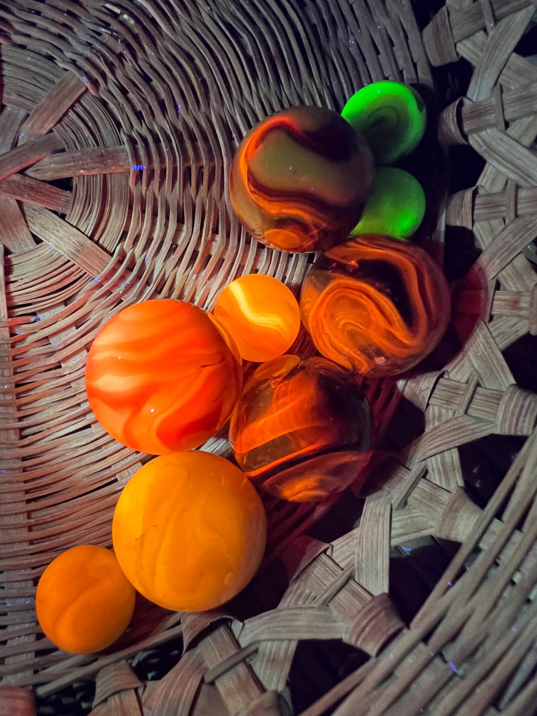Vintage Marbles 9 Classics UV 365nm Blacklight Reactive Premium Glass ...