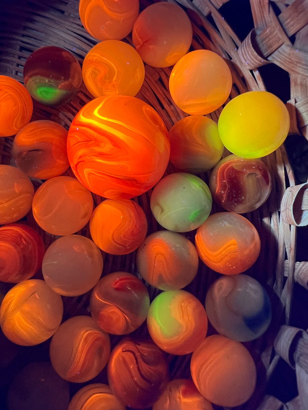 Vintage Marbles 58 Classics & Shooter UV 365nm Blacklight Reactive ...