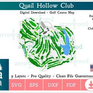 Quail Hollow Club - Charlotte, NC - Digital Download Golf Course Map ...