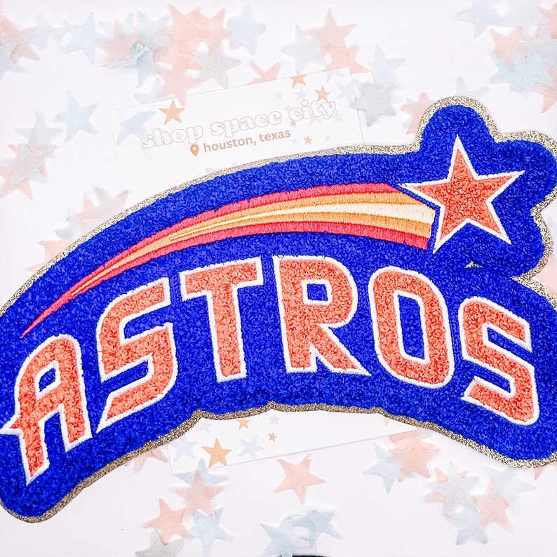 XXL JUMBO Houston Astros Logo With Star + Gold Glitter Iron on Patch ...