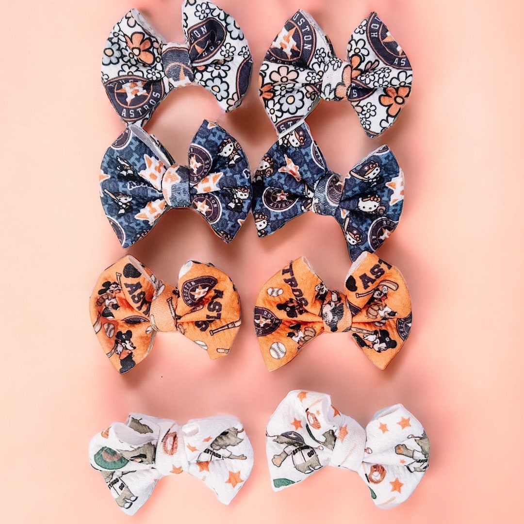 Houston Astros Pigtail Bows, Matching Bow, Classic Bow, 3 Inch Hair ...