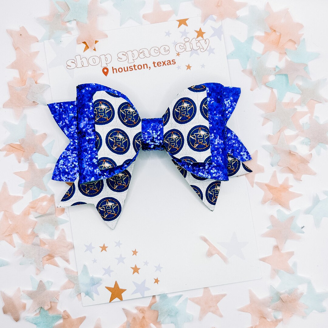 Houston Astros Ready to Reign Collection Faux Leather Bow, Solid Color ...
