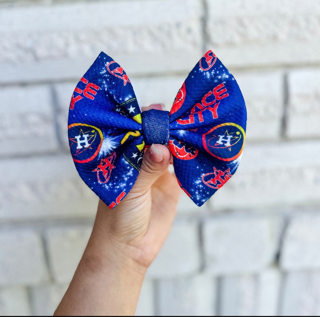 Houston Astros Space City Collection Nylon Bullet Bow, Solid Color Bow ...