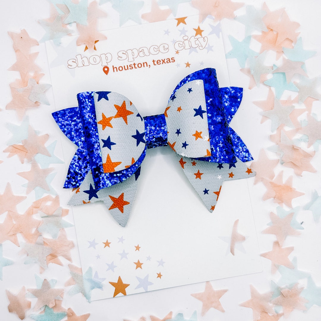 Houston Astros Grey/gray Star Collection Faux Leather Bow, Solid Color ...