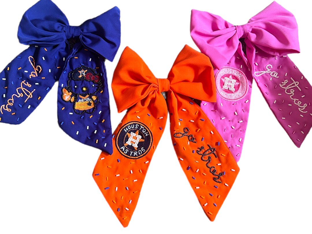 Hand Beaded Embroidered Houston Astros Bow - Etsy