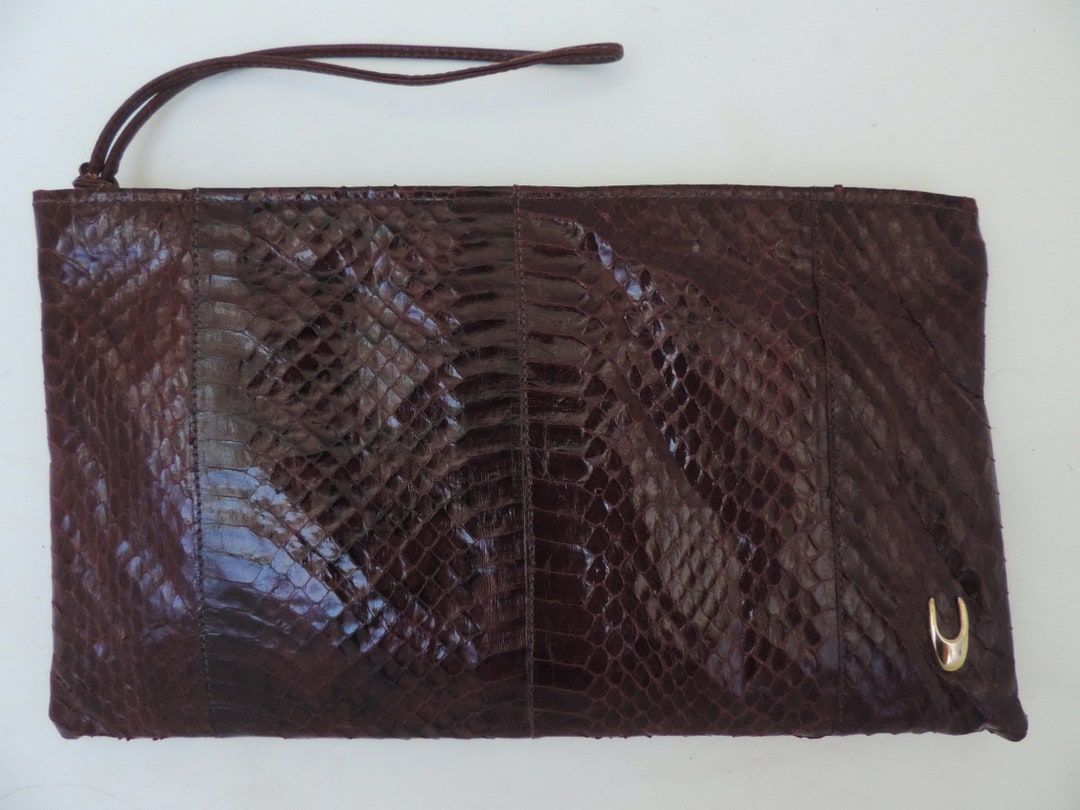 Vintage Shirl Miller Snake Skin Clutch Envelope Purse Zip - Etsy
