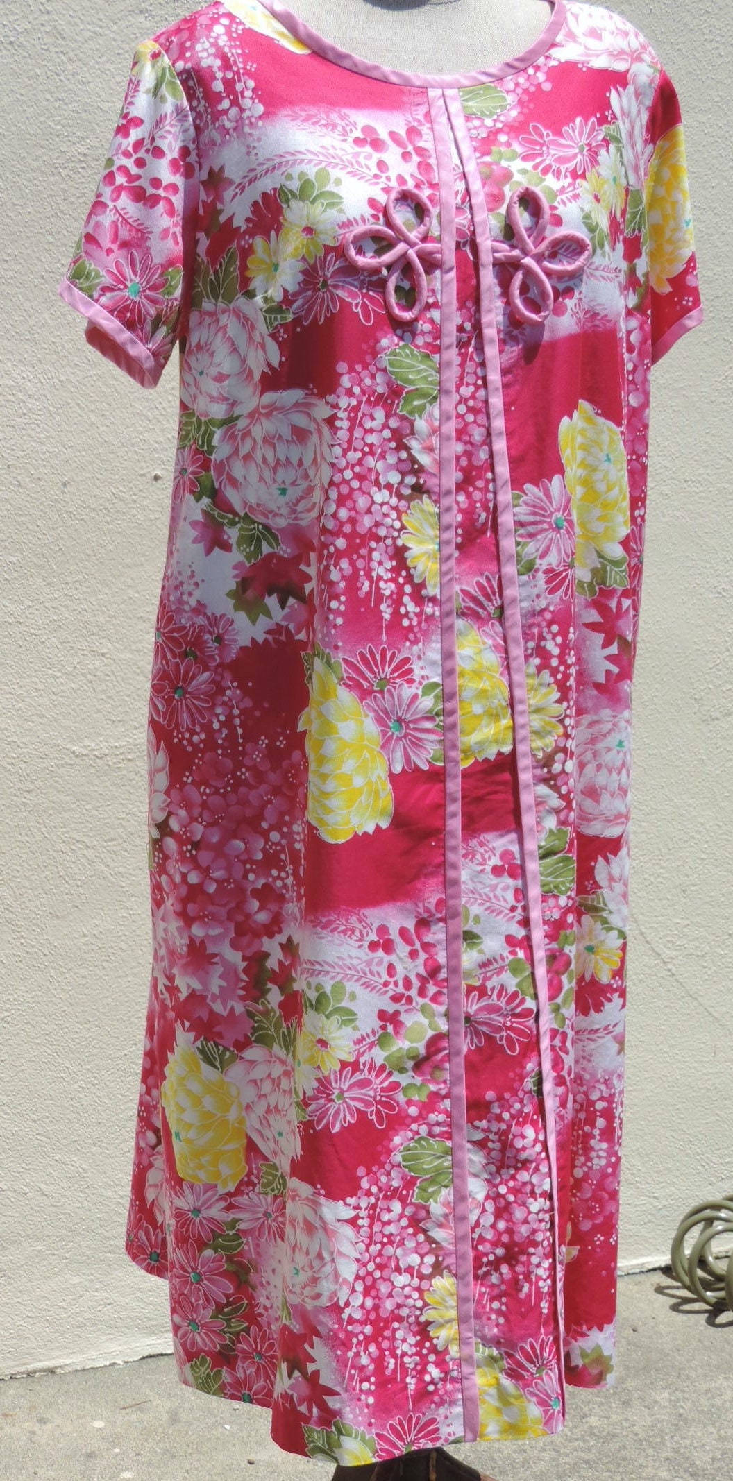 Hawaiian 60s Cotton Midi Muumuu Trapeze Dress by Paradise Hawaii Large ...