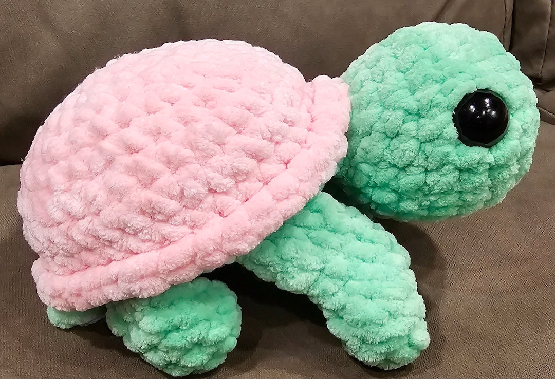 Turtle Plushie Pink and Green Crochet Turtle Stuffed Animal - Etsy