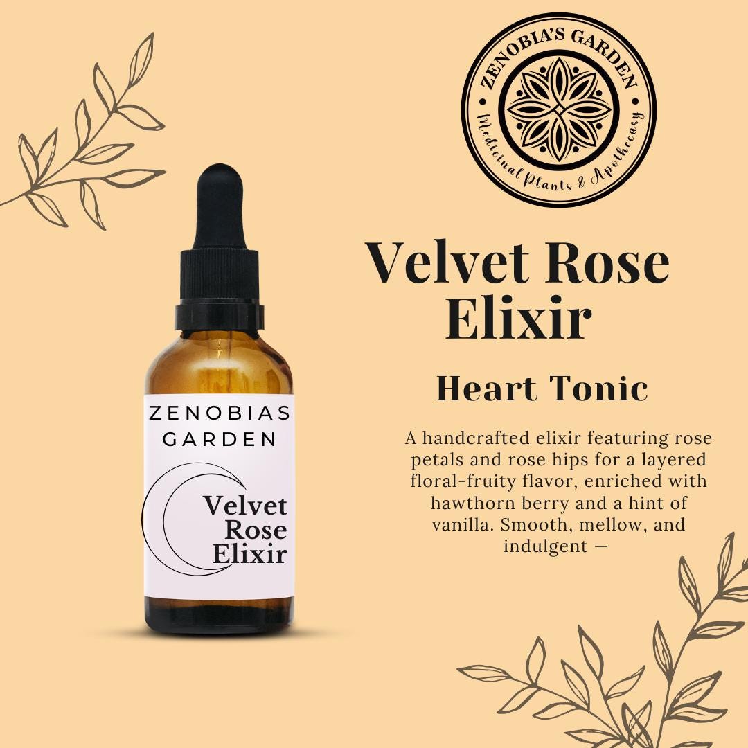 Velvet Rose Elixir, 1 Oz Bottle, Rose Petals, Rose Hips, Hawthorn ...