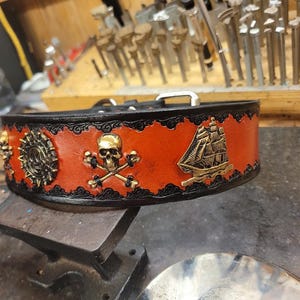 Pirates of the Caribbean Hand Crafted Leather, Dog Collar, Personalized ...