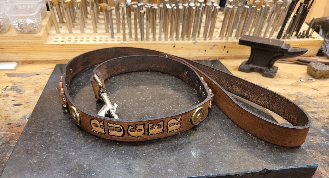 Dog Leash, Dog Lead, Leather Dog Leash, Shot Gun Shell, 22 Long Rifle ...