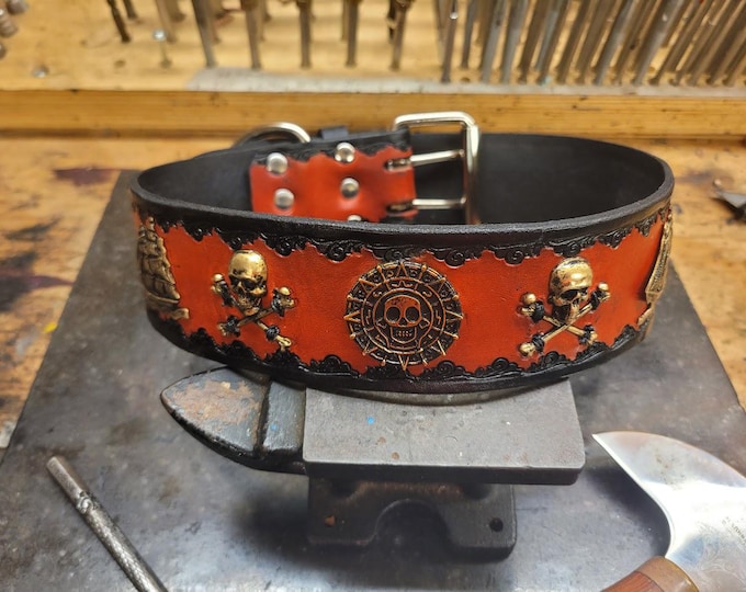 Pirates of the Caribbean Hand Crafted Leather, Dog Collar, Personalized ...