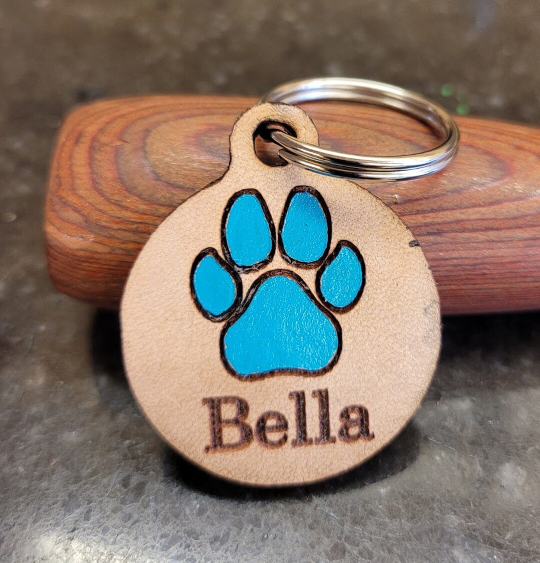 Dog ID Tag, Pet ID Tag, Dog Name Tag, Paw Print, Name Tag, Quiet Pet ID ...