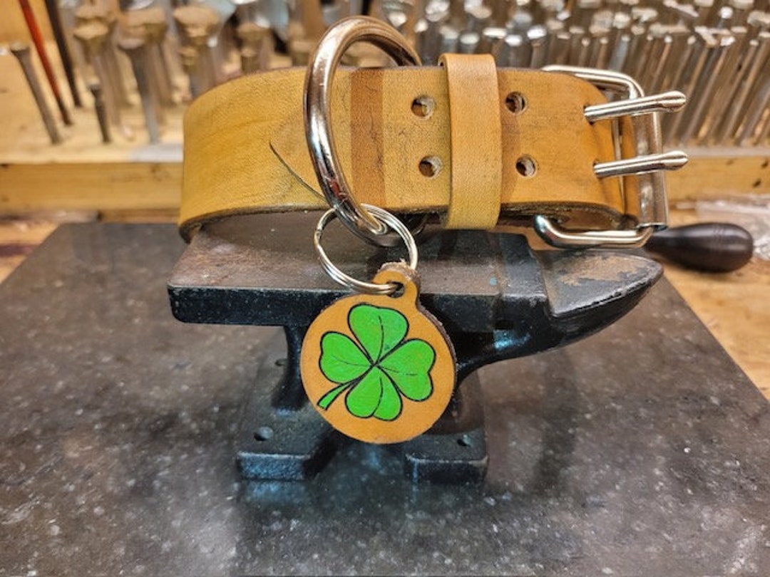 Quiet Dog Tag, Clover Dog Tag, Leather Tag, St. Patrick's Day Gift, Pet ...