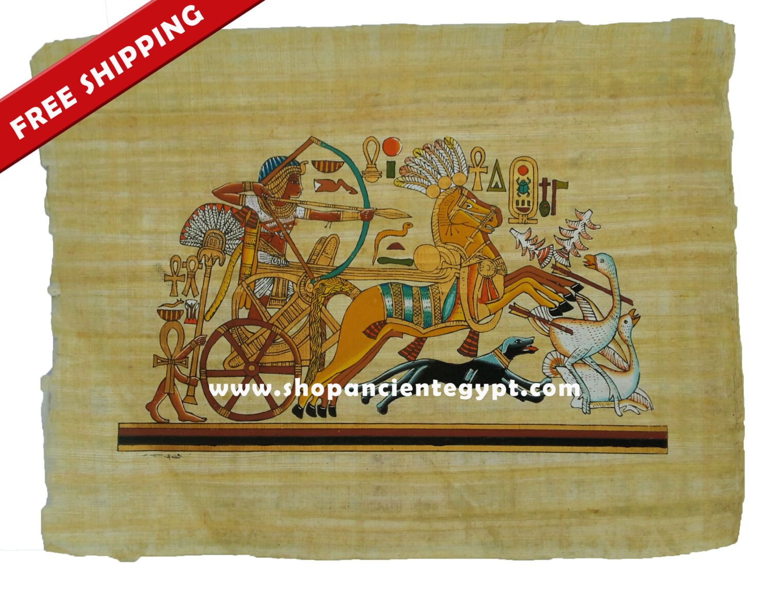 Egyptian Egypt Papyrus Art Painting King Tut Treasure Hunting Ducks ...