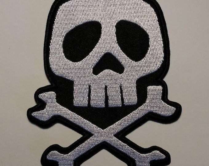 Sew on Large 4 Inch Embroidered Skull and Crossbones Patch - Etsy