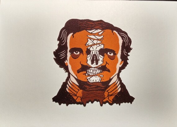 PATCH Edgar Allan Poe 4x4 Woven Iron On Skull - Etsy