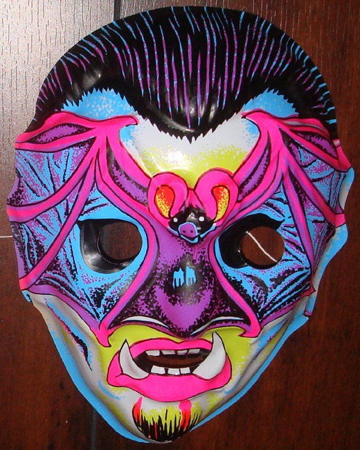 Vintage Vampire Bat Halloween Mask Ben Cooper / Collegeville Type ...