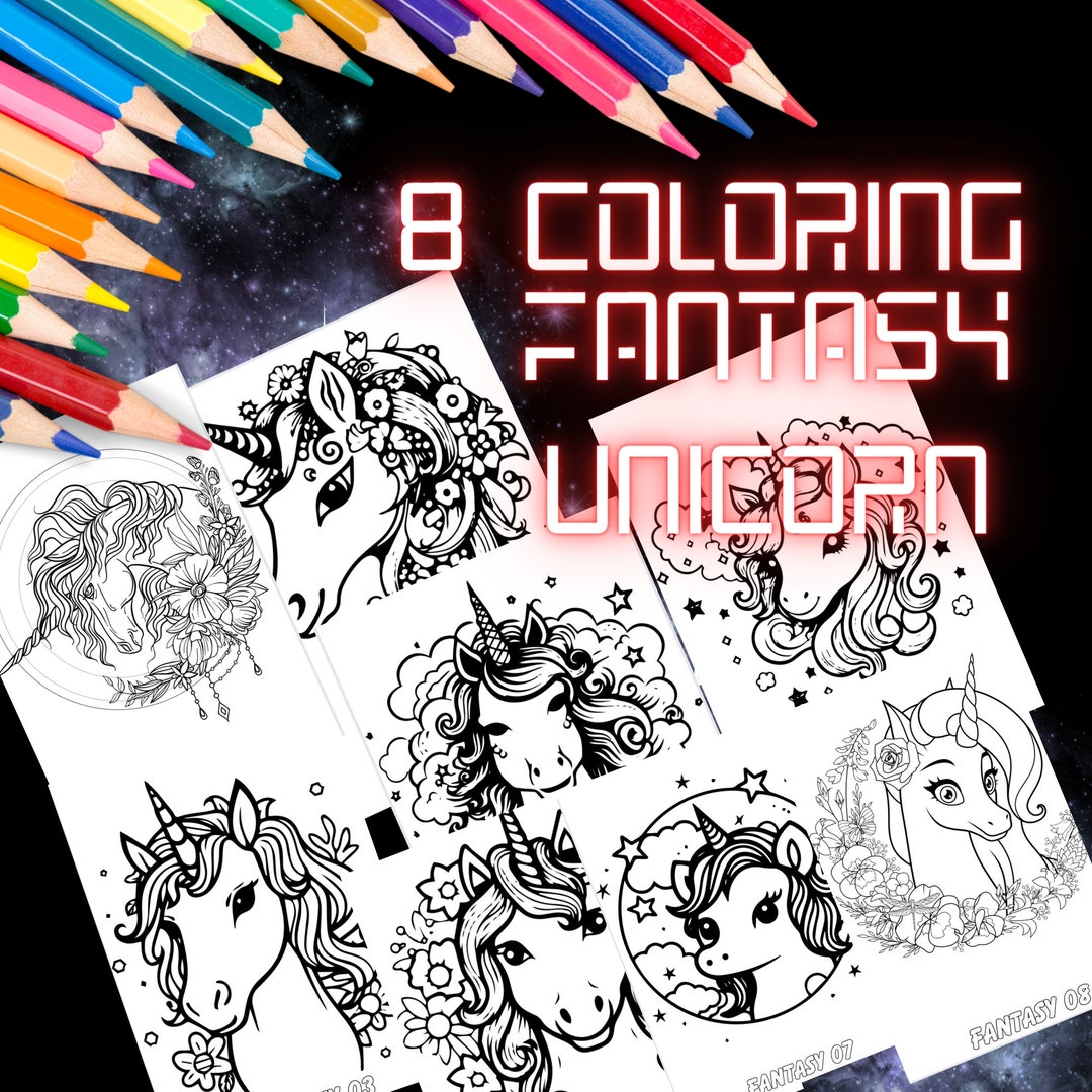 These 8 Fantasy Unicorn Coloring Pages Are Perfect for a - Etsy