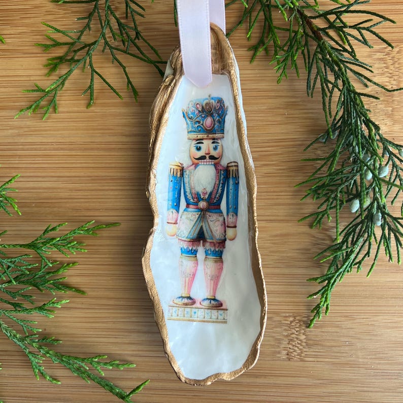 Large Nutcracker Oyster Shell Christmas Ornaments Beach Coastal Decor ...