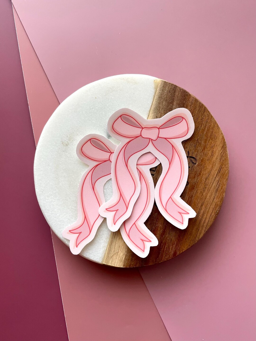 Pink Bow Sticker | Matte Vinyl Waterproof Sticker - Etsy