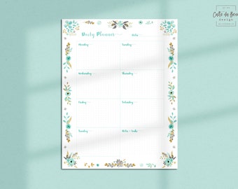 Mint Green Leaf Watercolor Daily Planner - Etsy